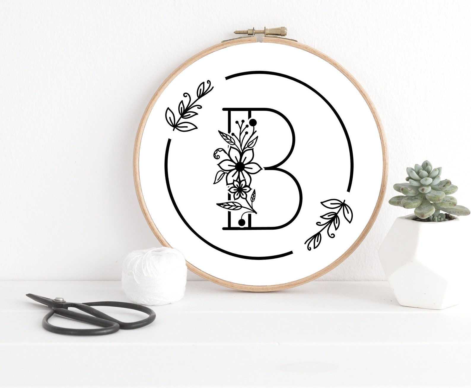Letter B Hand Embroidery Monogram Letter B Hand Embroidery - Etsy