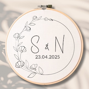 Custom Wedding Initials Hand Embroidery PDF Personalized Couples ...