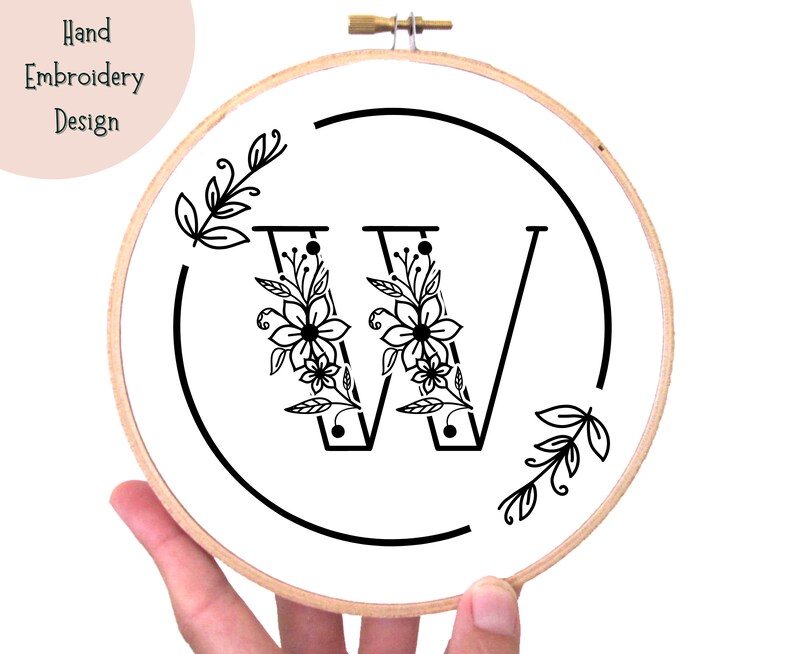 Letter W Hand Embroidery Monogram - Letter W Hand Embroidery Letter ...