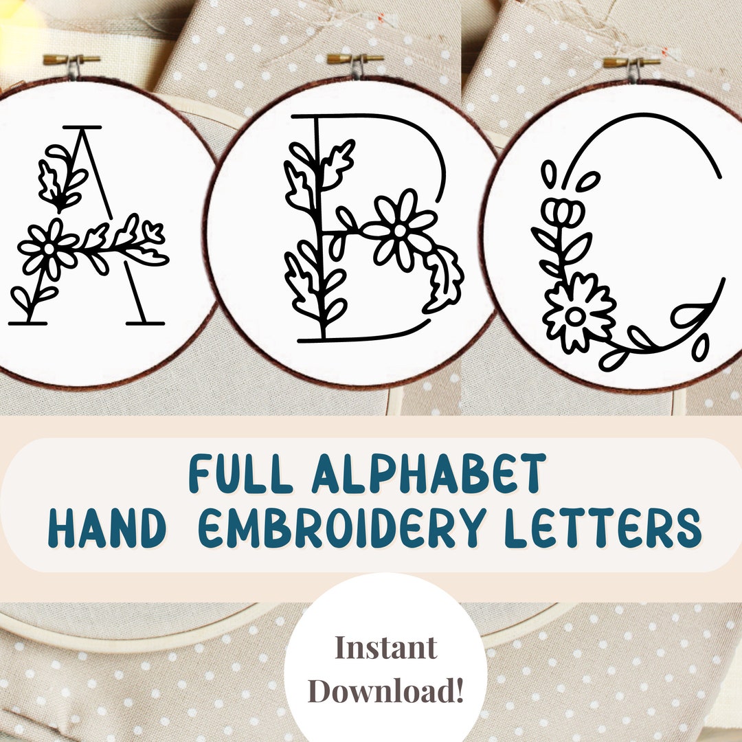 Full Alphabet Hand Embroidery Pdf Pattern Letter Embroidery Design With