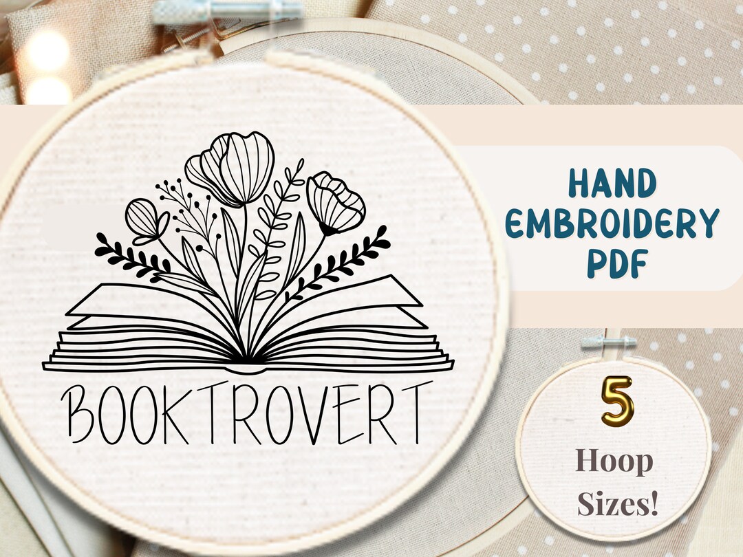 Book Hand Embroidery Pattern Floral Book Embroidery Design - Etsy
