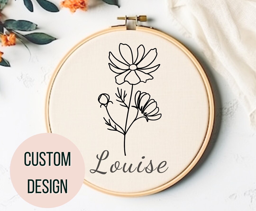 Custom Cosmos Flower Hand Embroidery Pattern Personalized Cosmos ...