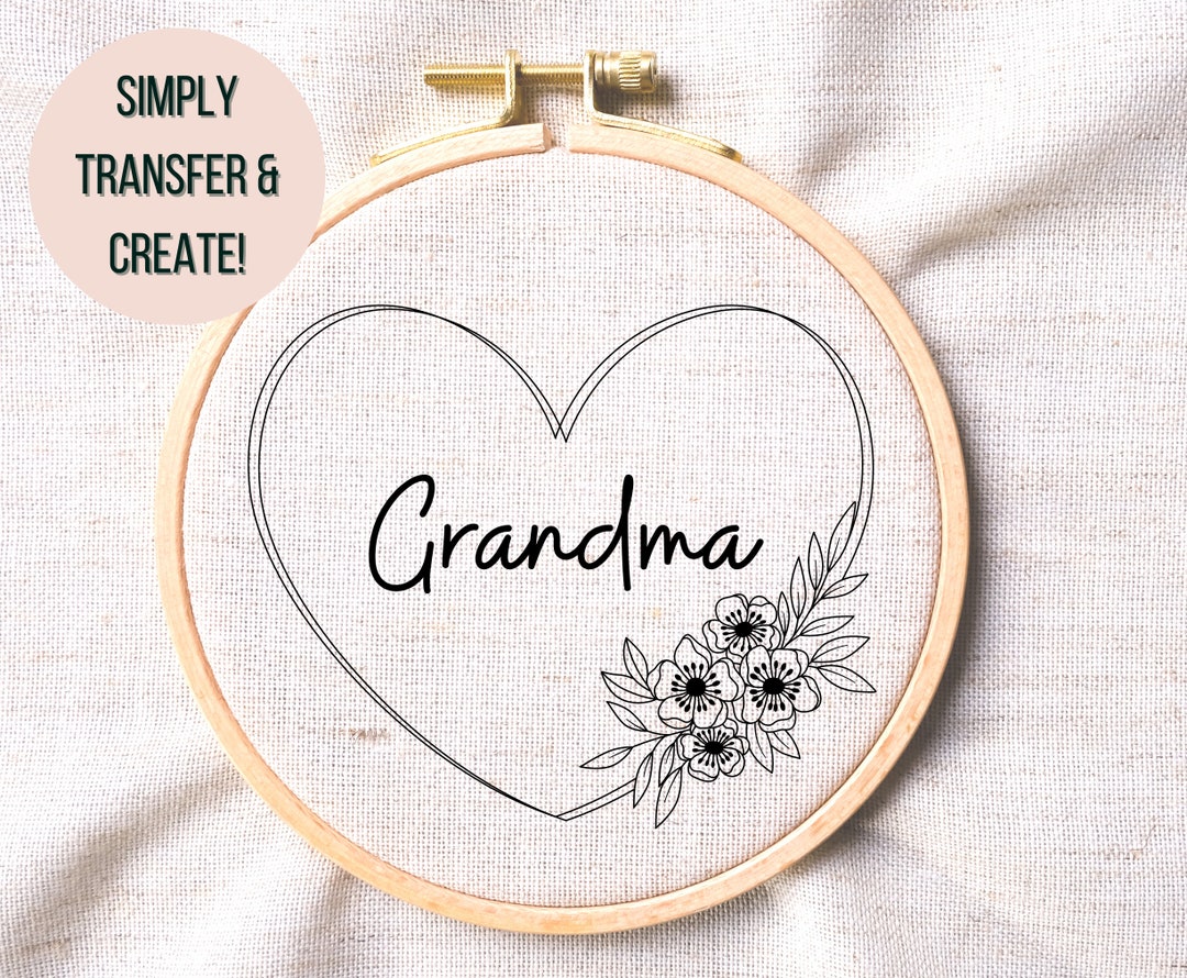Grandma Hand Embroidery Pattern - Grandma Hand Embroidery PDF - Grandma ...