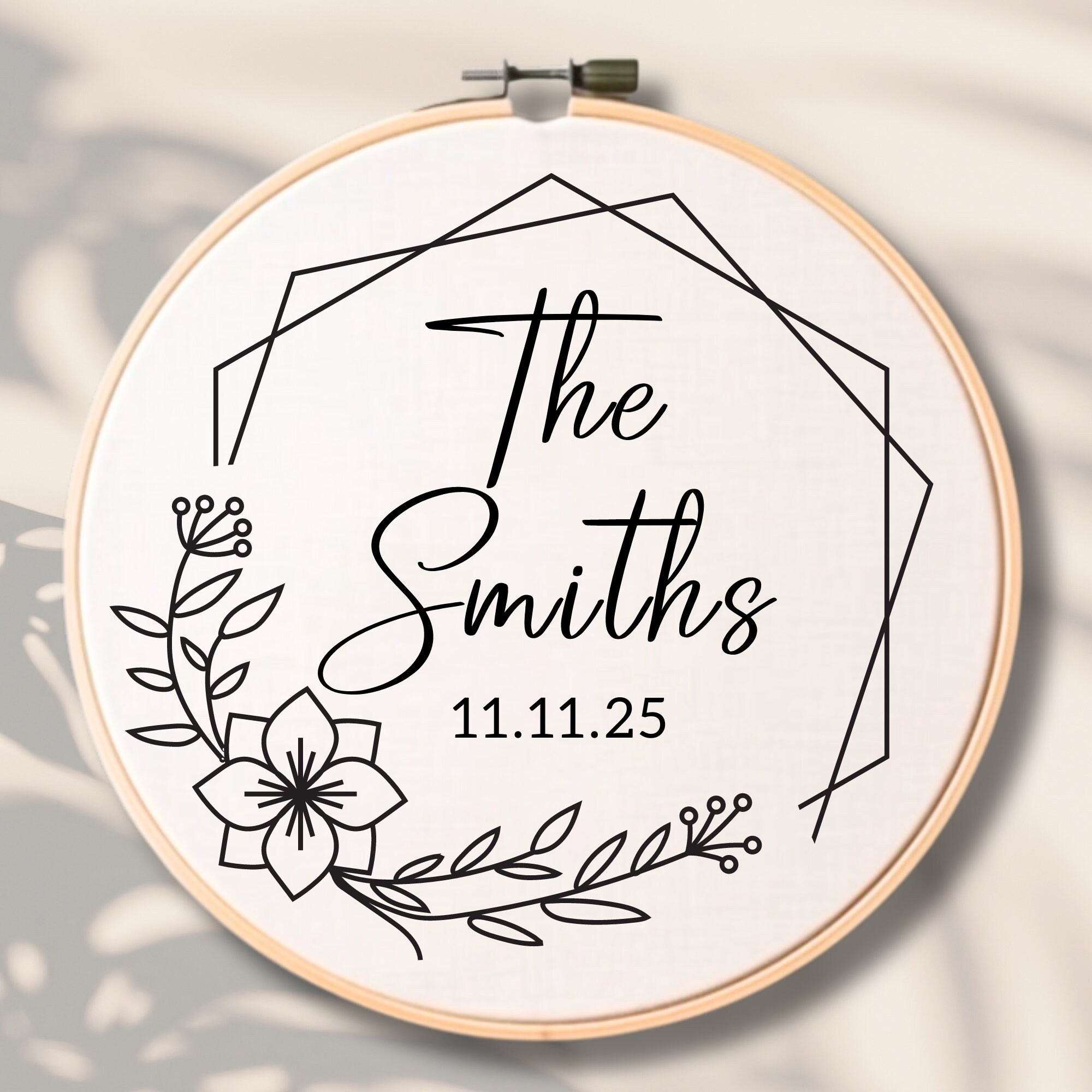 Custom Wedding Names Hand Embroidery Pattern - Personalized Wedding ...