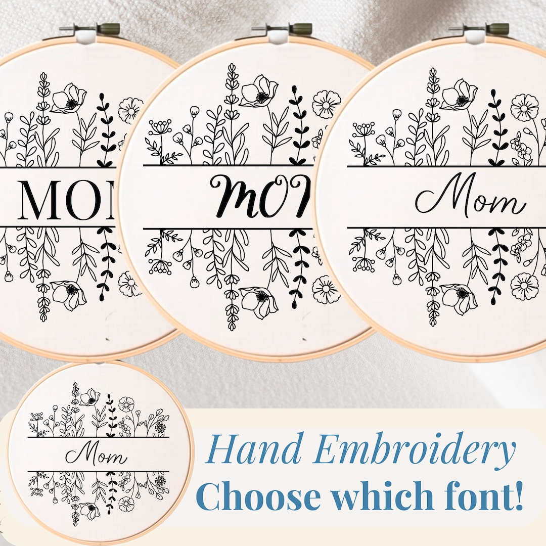 Mom Hand Embroidery Pattern Mom Hand Embroidery PDF Wild Flowers Mom ...