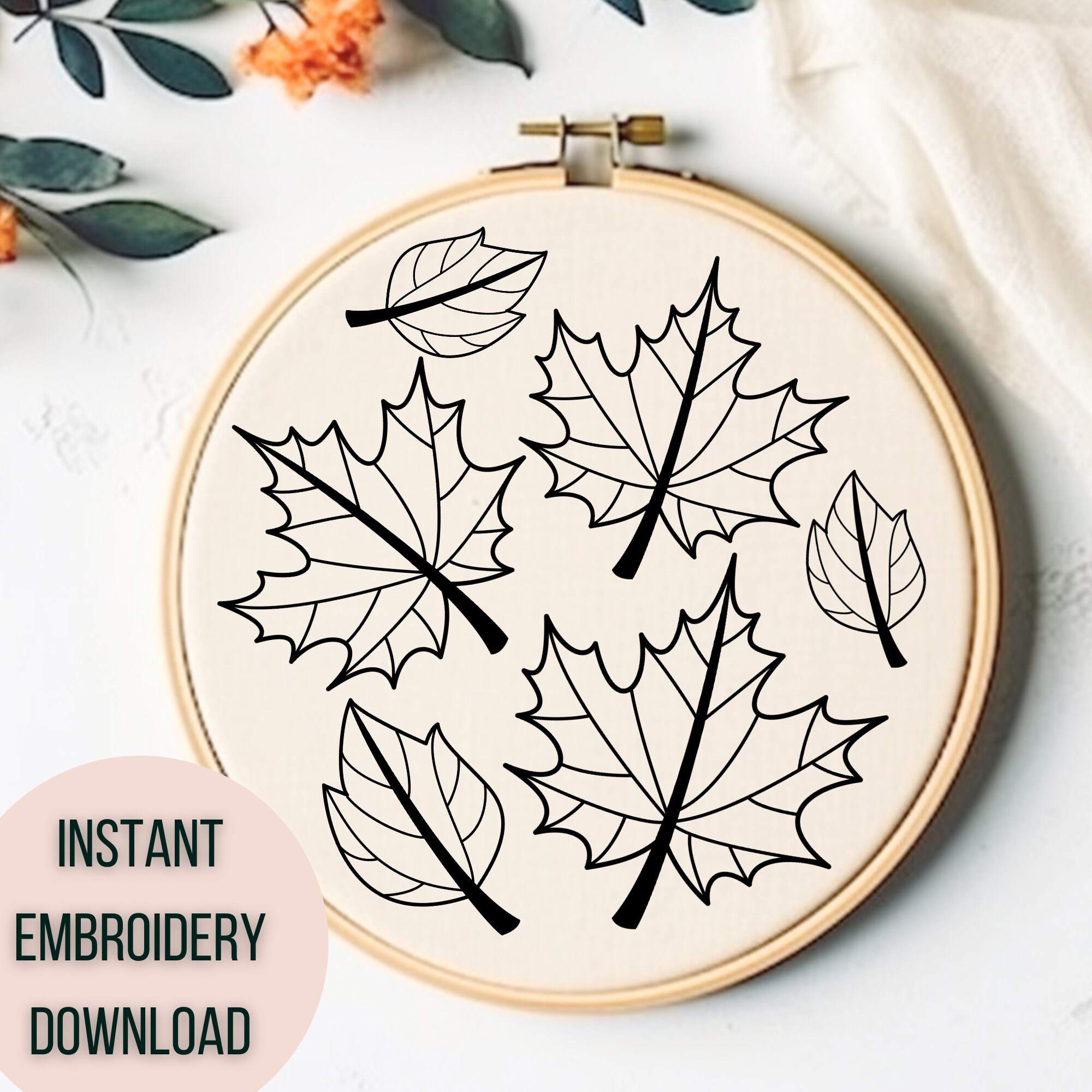 Fall Leaves Hand Embroidery Pattern - Fall Embroidery PDF - DIY Fall ...