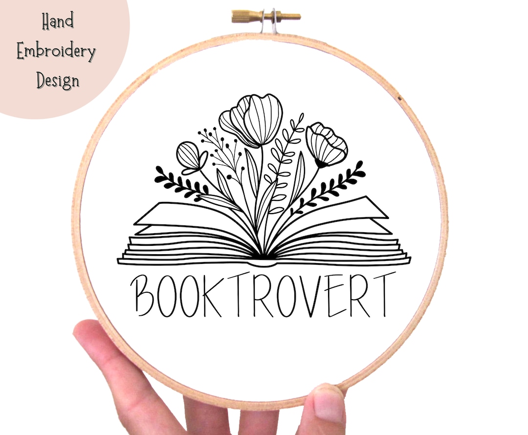 Book Hand Embroidery Pattern - Floral Book Embroidery Design ...