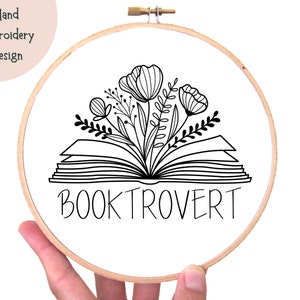 Book Hand Embroidery Pattern - Floral Book Embroidery Design ...