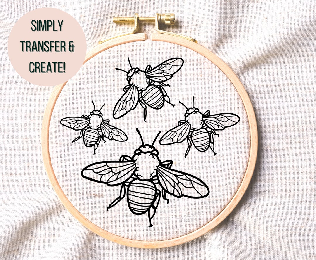Bees Hand Embroidery PDF Printable Bee Hoop Art Pattern Classic Bee ...