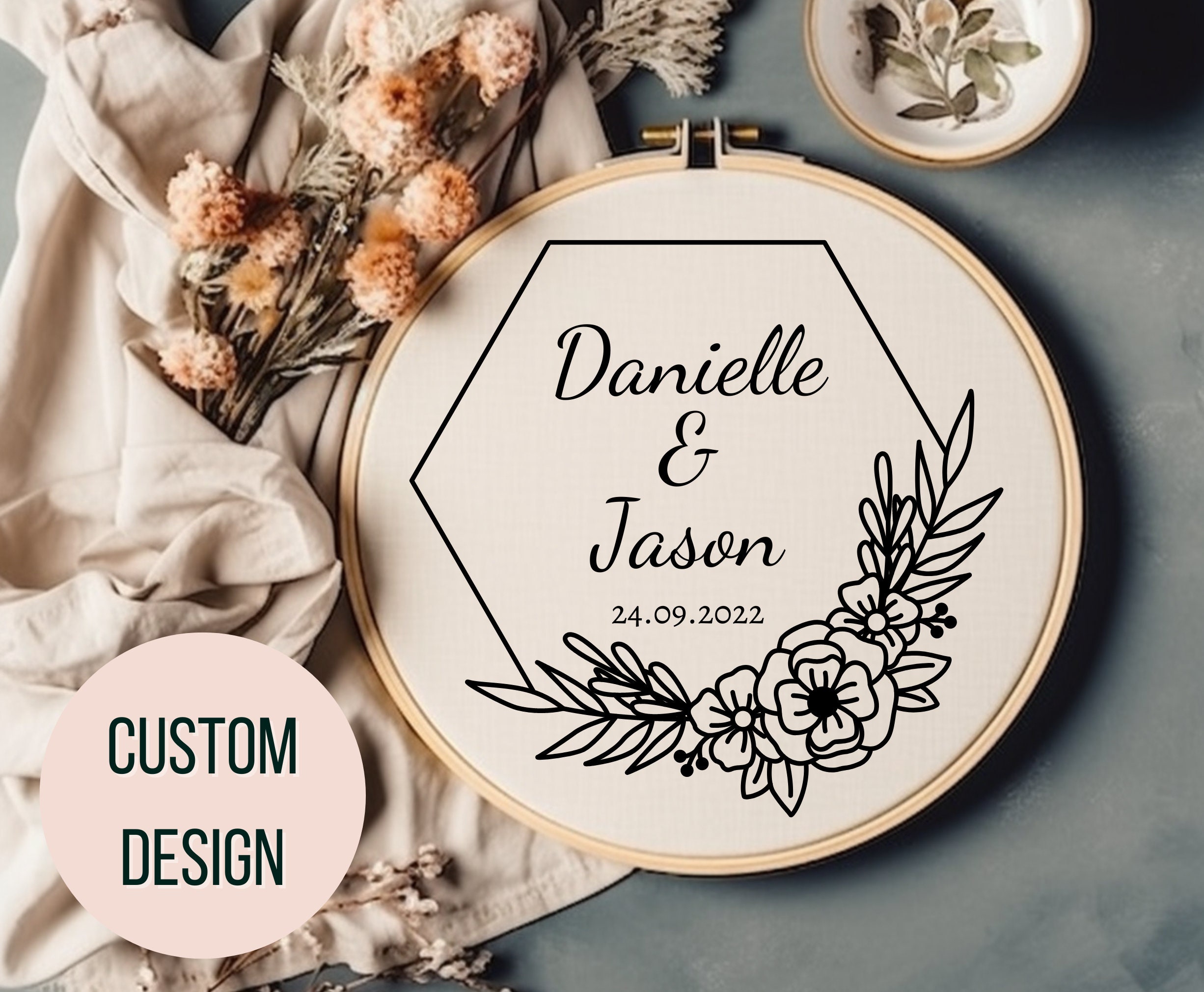 Custom Wedding Names Hand Embroidery Pattern Personalized - Etsy