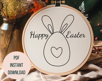 Easter Bunny Hoop Art - Hand Embroidery PDF Pattern - Etsy