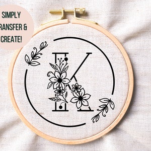 Letter K Hand Embroidery Monogram - Letter K Hand Embroidery Letter ...