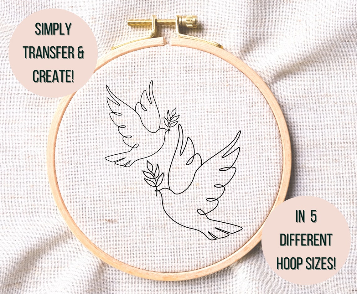 Peace Doves Hand Embroidery Pattern - Doves Embroidery PDF- Birds ...