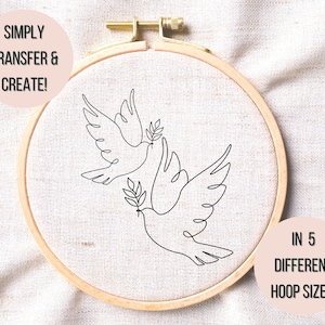 Peace Doves Hand Embroidery Pattern - Doves Embroidery PDF- Birds ...