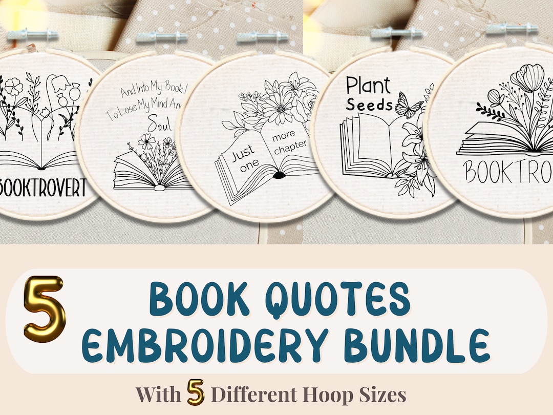 Book Quotes Hand Embroidery Pattern Bundle - Books PDF Pattern Bundle ...