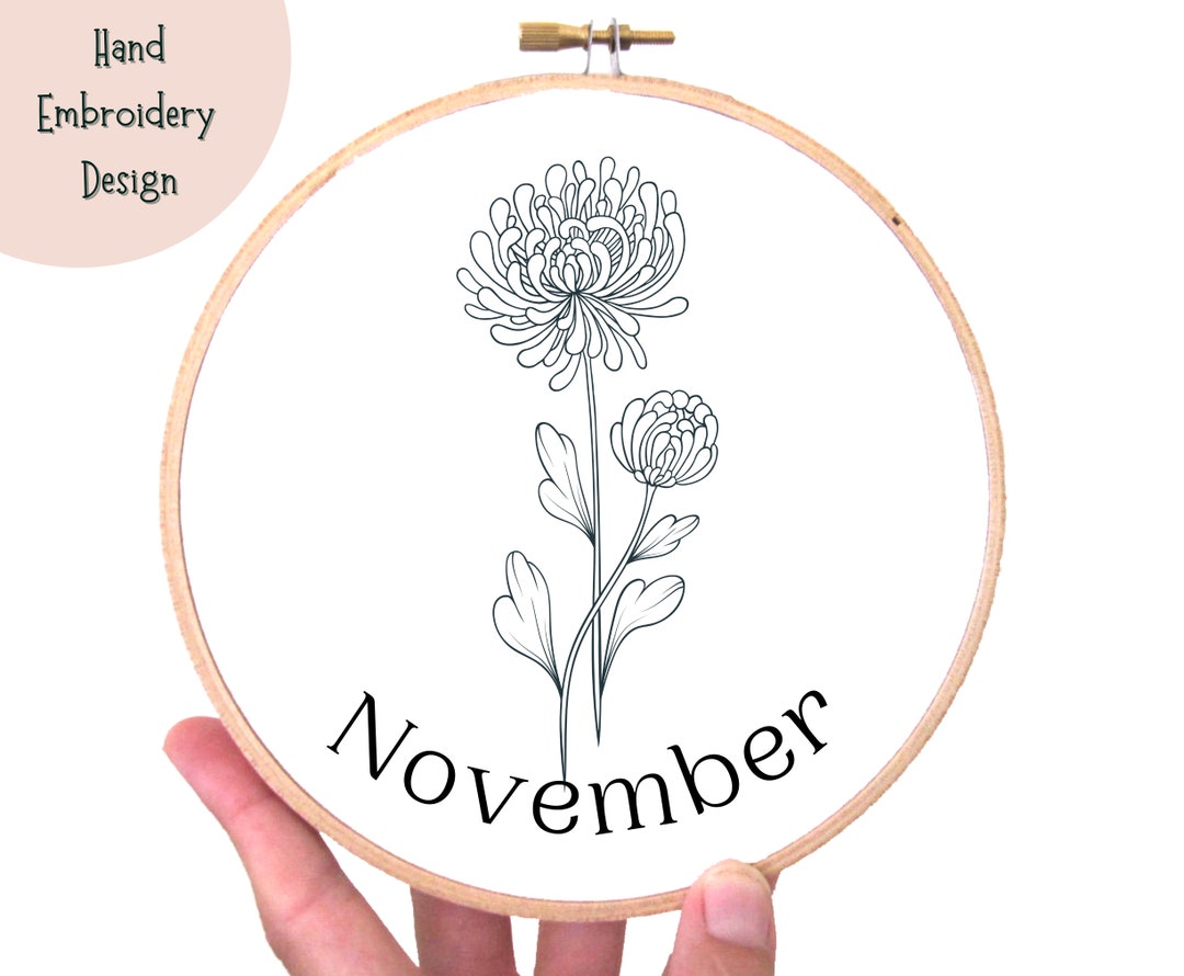 November Hand Embroidery Birthday Gift Idea November Birth Flower ...