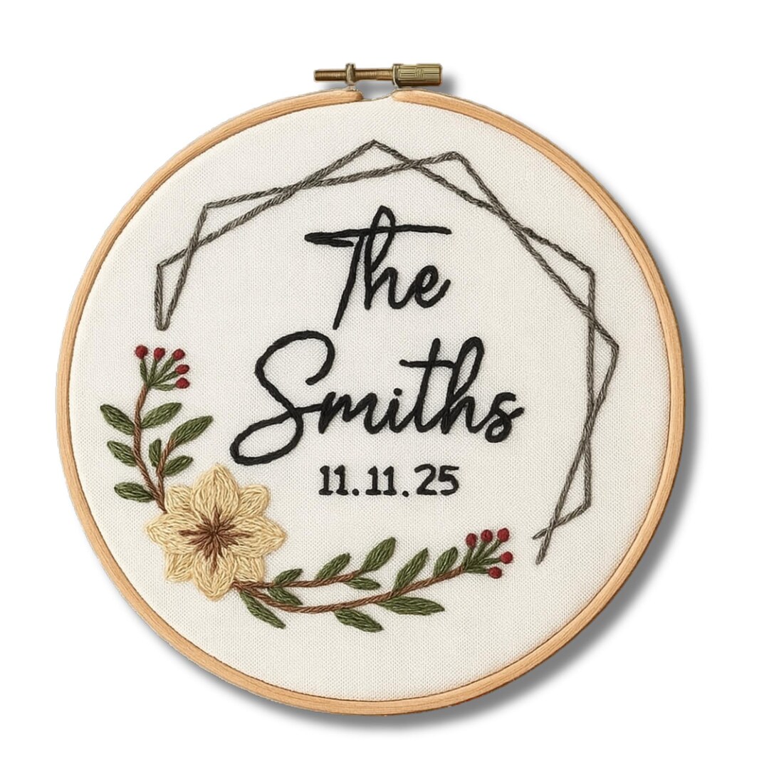 Custom Wedding Names Embroidery Pattern: Personalized Wreath (PDF) - Etsy