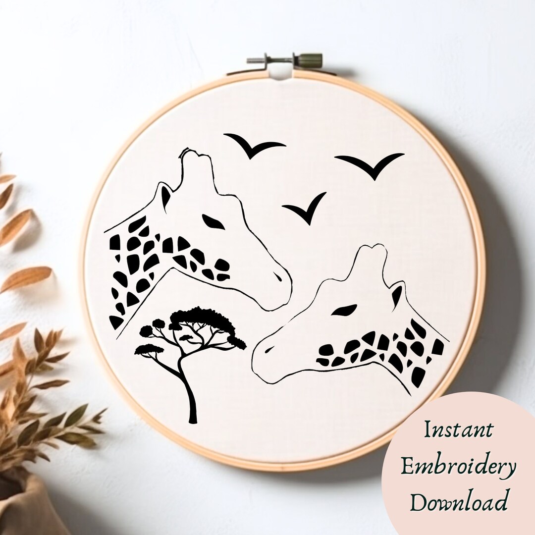 Giraffe Hand Embroidery PDF African Safari Embroidery Pattern Download ...