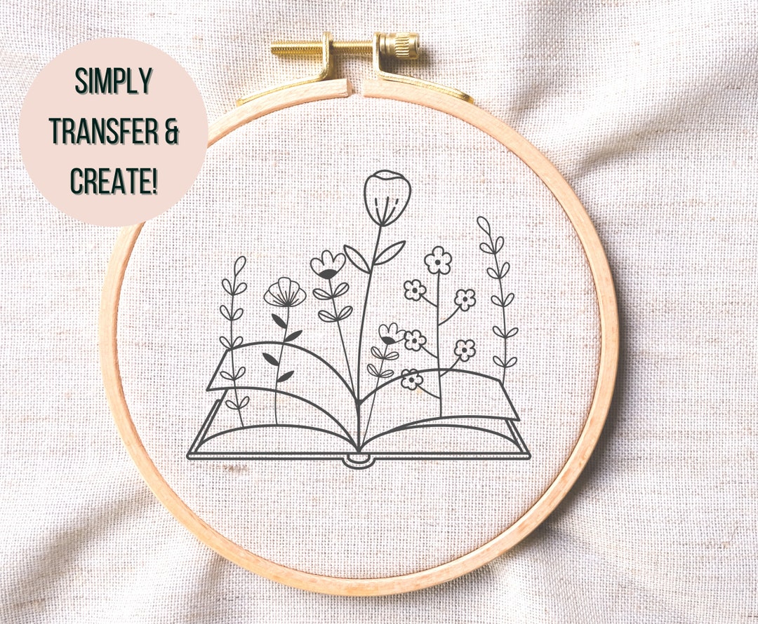 Minimalist Open Book Hand Embroidery Pattern Simple Book Embroidery PDF ...