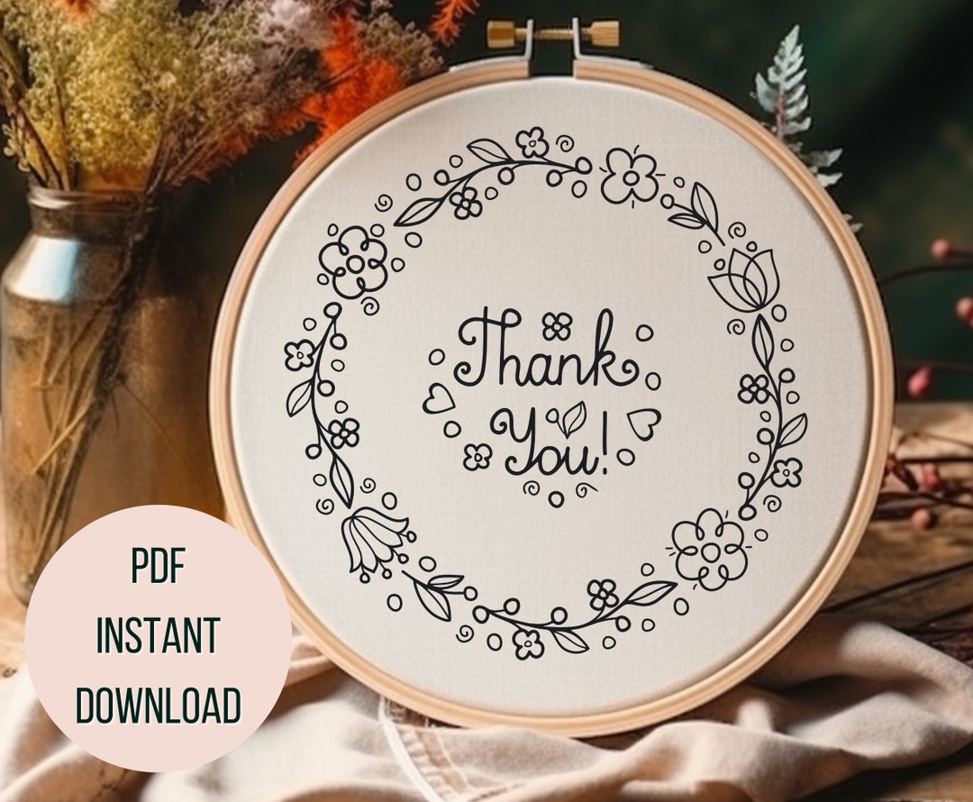 Thank You Embroidered Gift Idea - Unique Thank You Card - Thank You ...