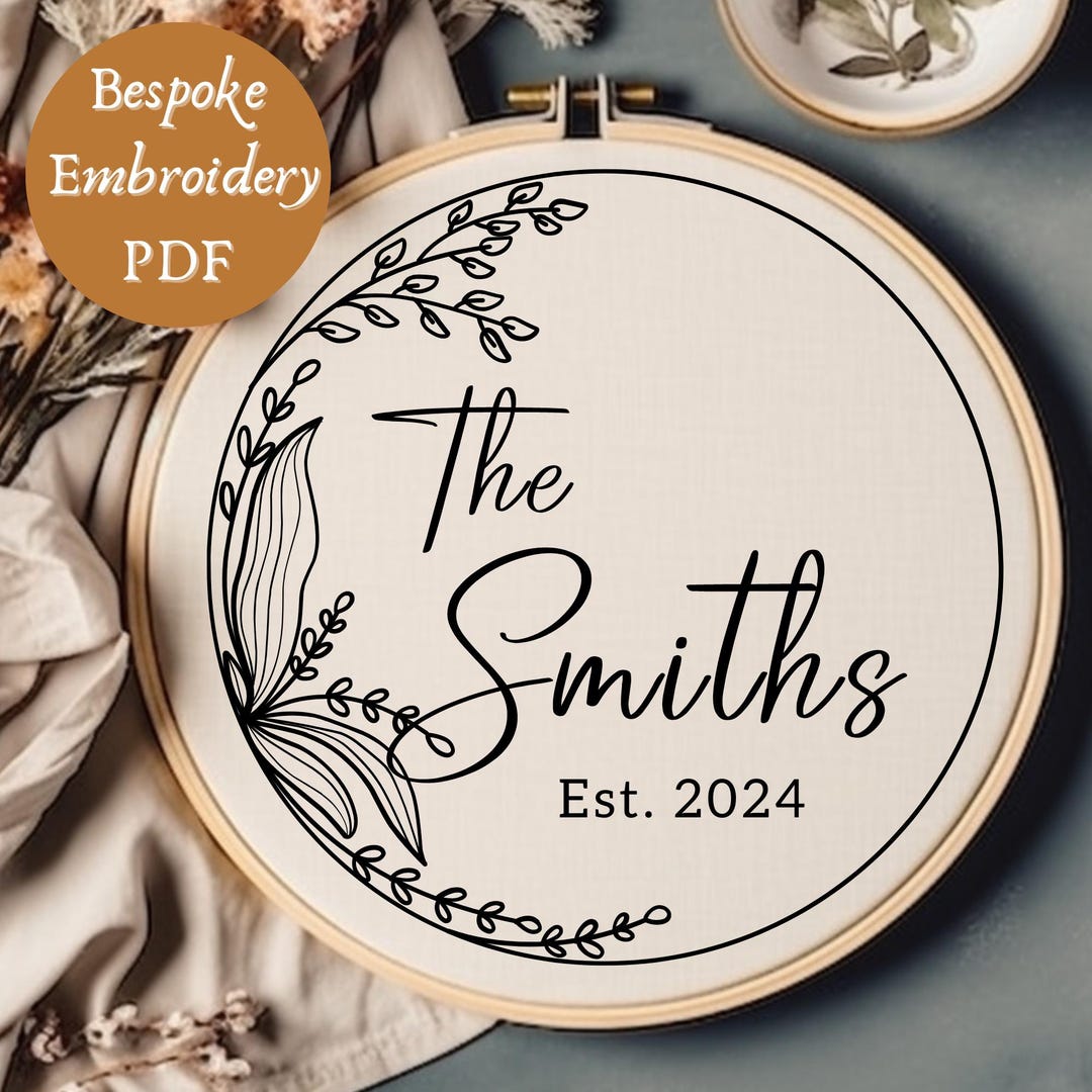 Custom Wedding Names Hand Embroidery Pattern - Personalized Wedding ...