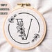 Letter V Hand Embroidery Monogram - Letter V Hand Embroidery Letter ...
