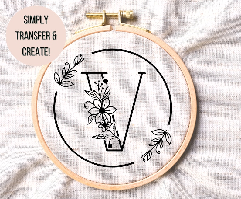 Letter V Hand Embroidery Monogram Letter V Hand Embroidery - Etsy