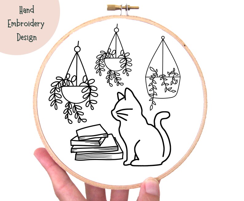 Boho Hand Embroidery Pattern Stack of Books Hoop Art Design - Etsy
