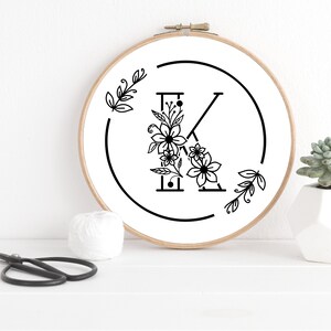 Letter K Hand Embroidery Monogram - Letter K Hand Embroidery Letter ...