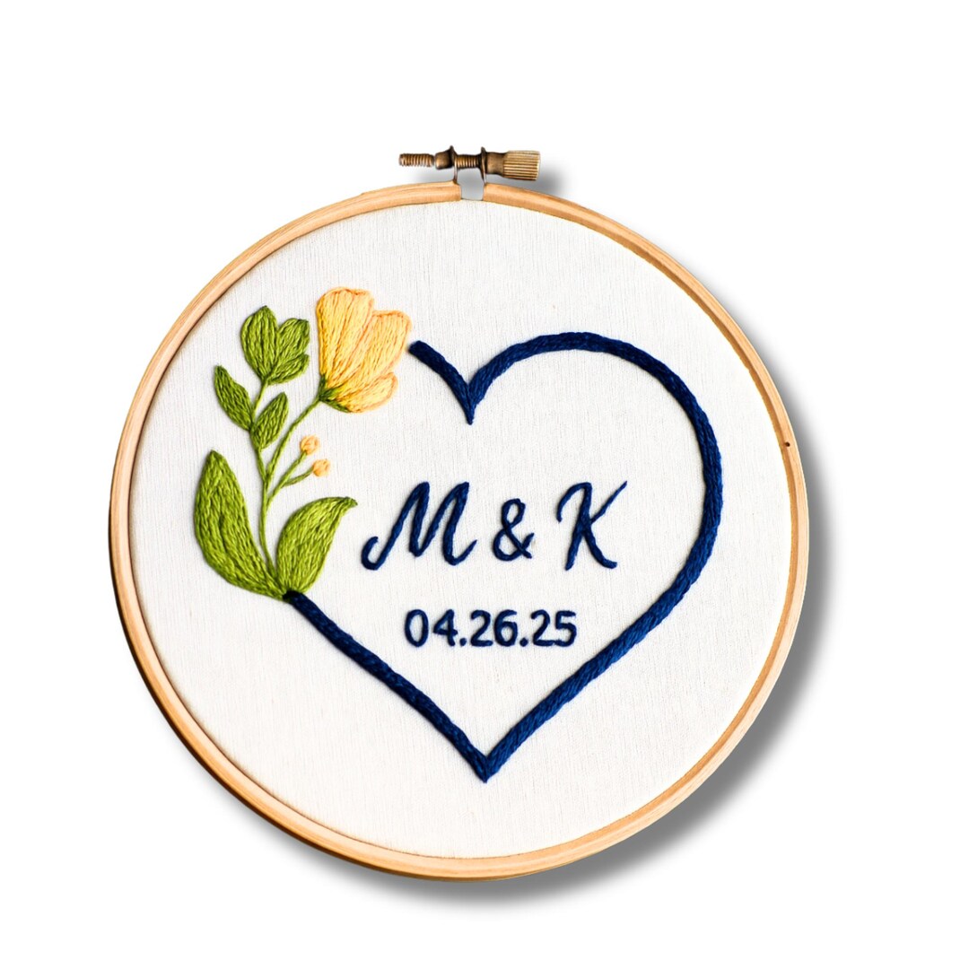 Custom Wedding Initials Hand Embroidery PDF - Personalized Couples ...