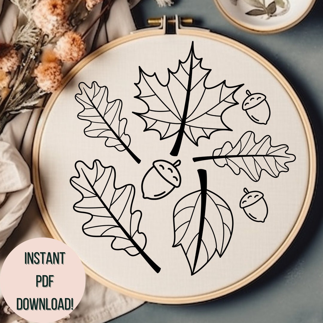 Autumn Leaves Hand Embroidery Pattern - Autumn Embroidery PDF - DIY ...