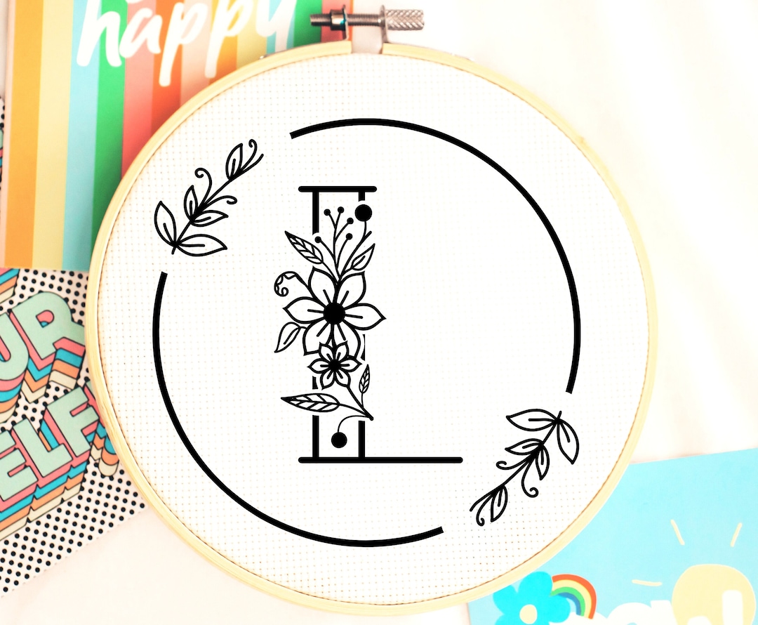 Letter L Hand Embroidery Monogram - Letter L Hand Embroidery Letter ...