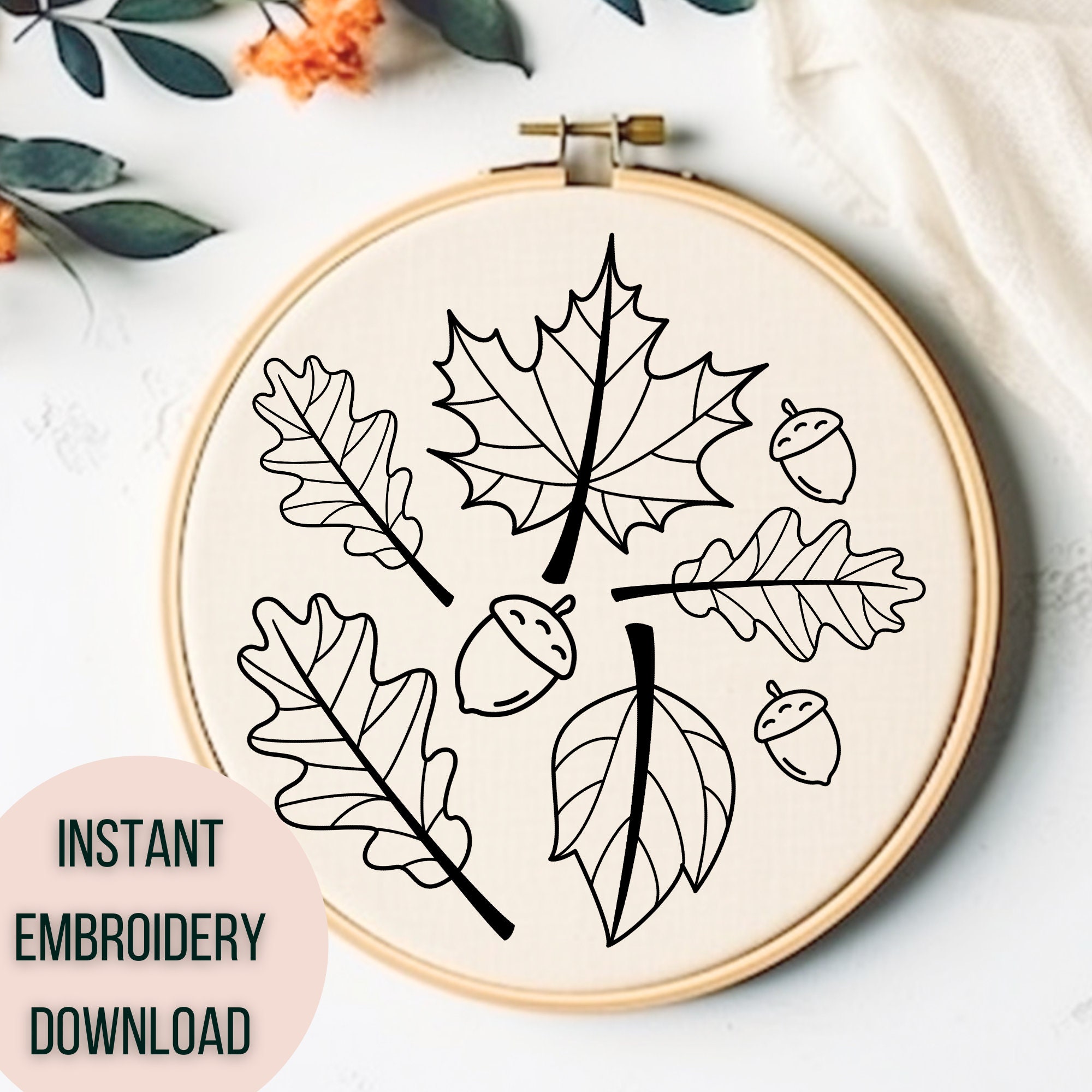 Autumn Leaves Hand Embroidery Pattern - Autumn Embroidery PDF - DIY ...