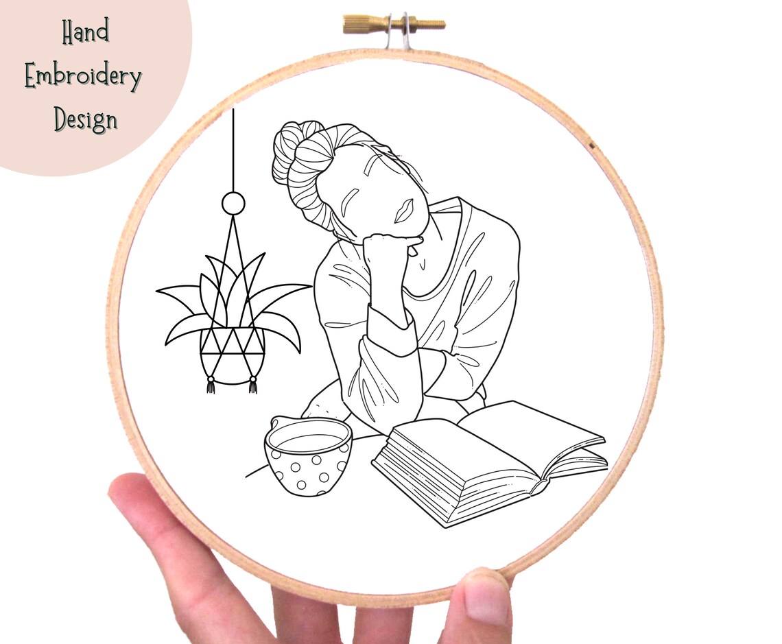 Boho Hand Embroidery Pattern - Coffee Shop Embroidery Design - Boho ...