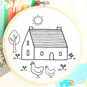 Little Farmhouse Hand Embroidery Pattern Printable - Whimsical House ...