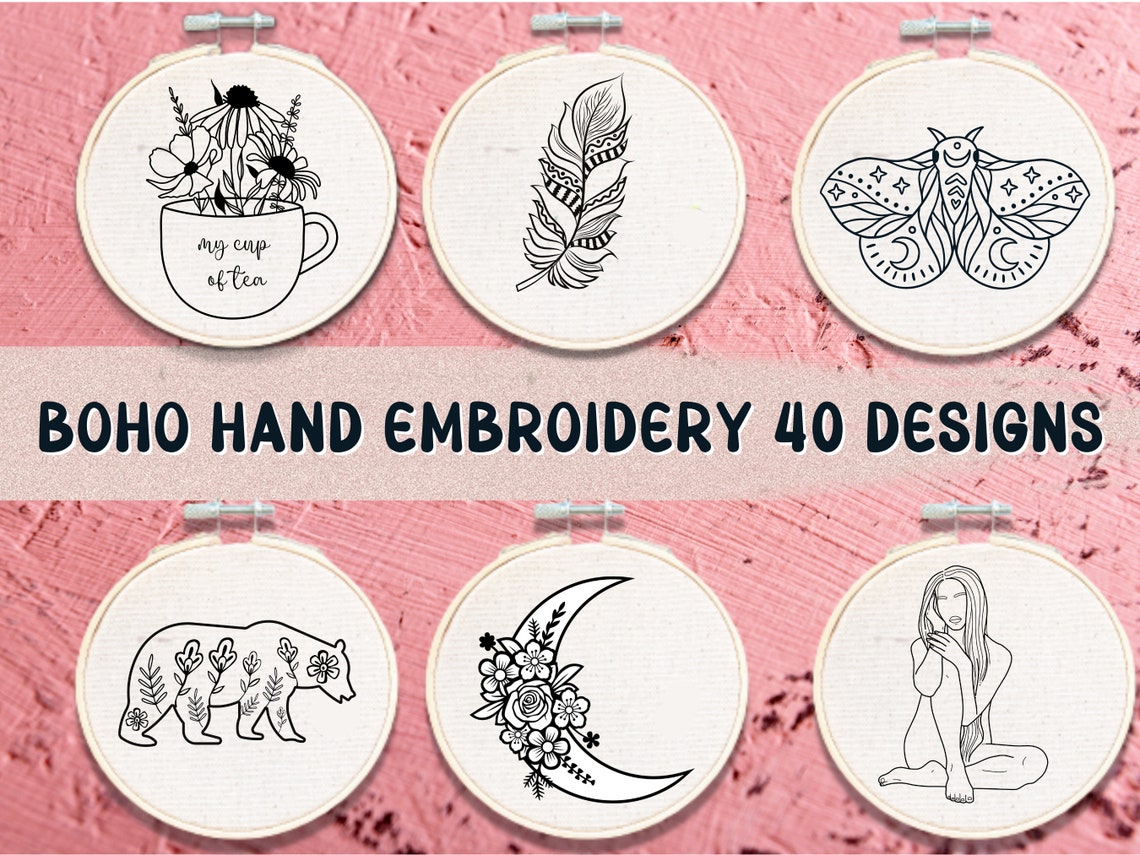 Boho Hand Embroidery Pattern Bundle Set of 40 Boho Hand - Etsy