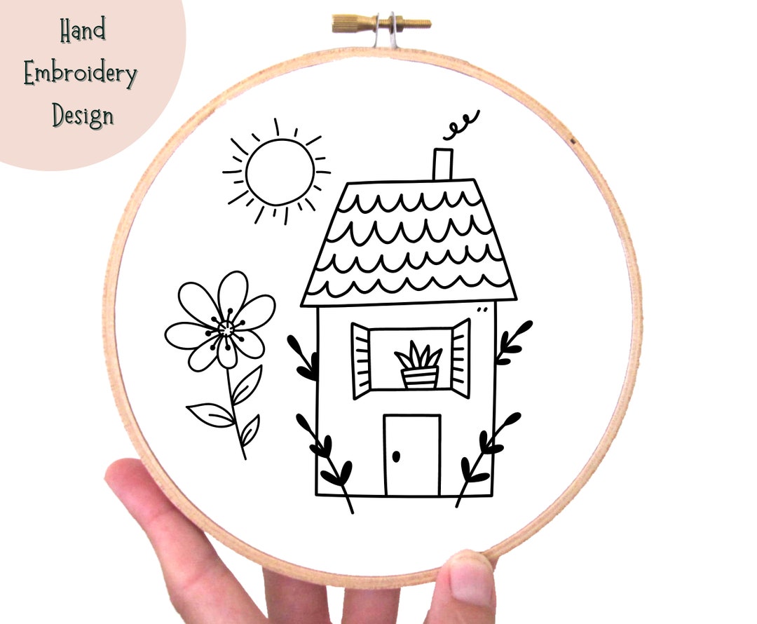 Little House Hand Embroidery Pattern Printable - Cozy Cottage Hand ...