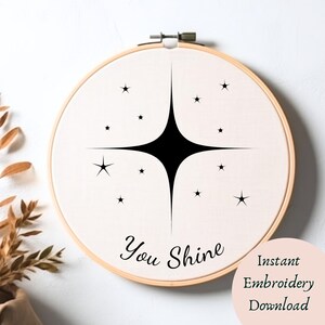 You Shine Hand Embroidery PDF Printable Starry Sky Hand Embroidery ...