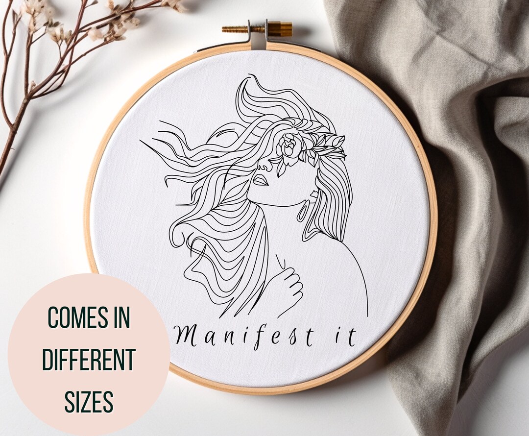 Womens Empowerment Embroidery Pattern - Manifest It Hand Embroidery PDF ...