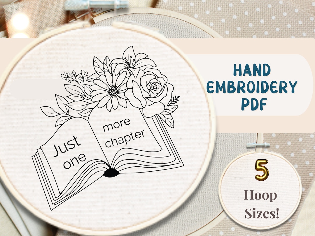 Book Hand Embroidery Pattern PDF Book Embroidery Pattern - Etsy