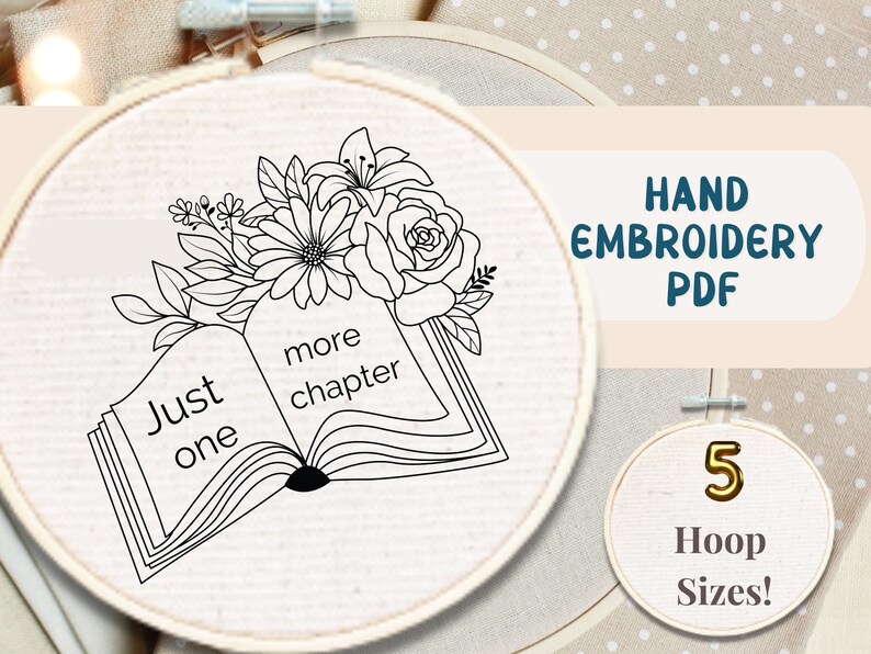 Book Hand Embroidery Pattern PDF Book Embroidery Pattern - Etsy