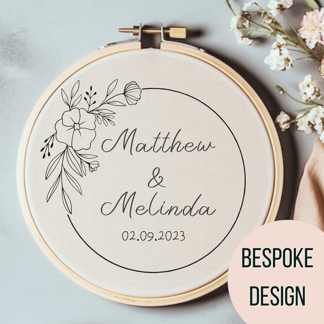 Custom Wedding Names Hand Embroidery Pattern Personalized Wedding ...