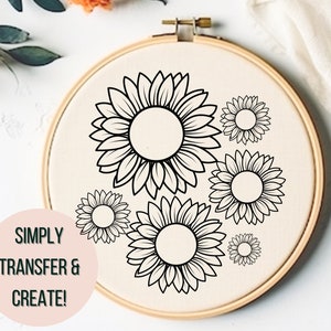Sunflowers Hand Embroidery Pattern Easy Sunflowers Embroidery PDF ...
