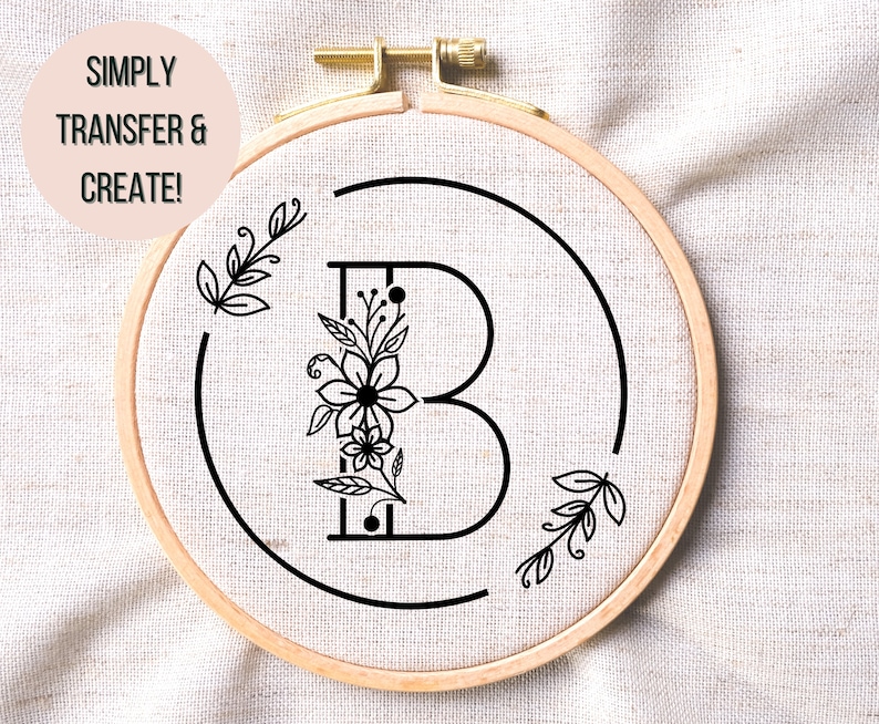 Letter B Hand Embroidery Monogram Letter B Hand Embroidery - Etsy