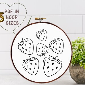 Strawberries Embroidery Pattern PDF Download, Cute Strawberry Decor DIY ...