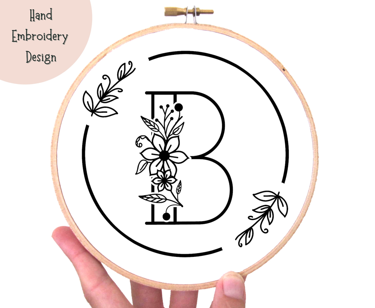 Letter B Hand Embroidery Monogram - Letter B Hand Embroidery Letter ...