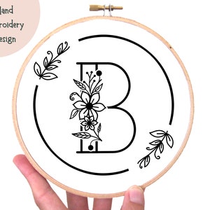 Letter B Hand Embroidery Monogram - Letter B Hand Embroidery Letter ...