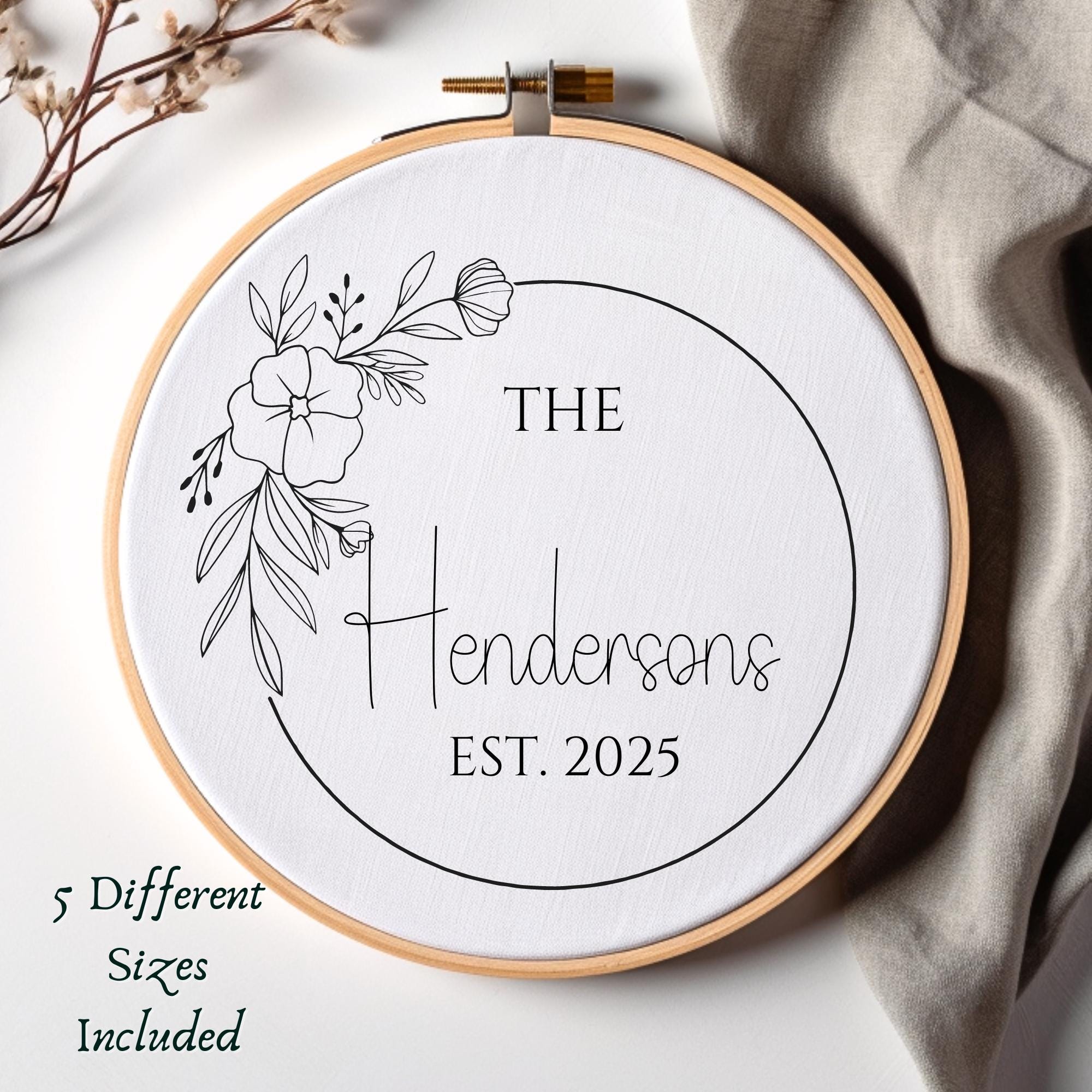 Custom Wedding Names Hand Embroidery Pattern Personalized Wedding ...