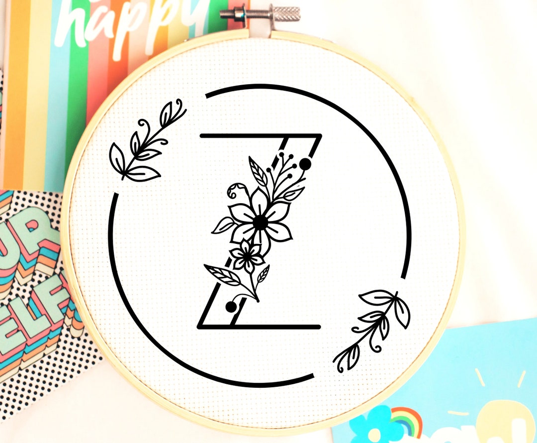Letter Z Hand Embroidery Monogram Letter Z Hand Embroidery Letter ...