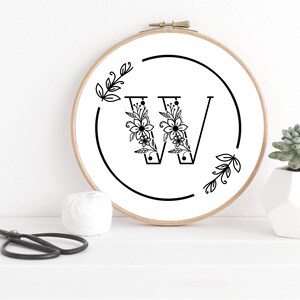 Letter W Hand Embroidery Monogram - Letter W Hand Embroidery Letter ...